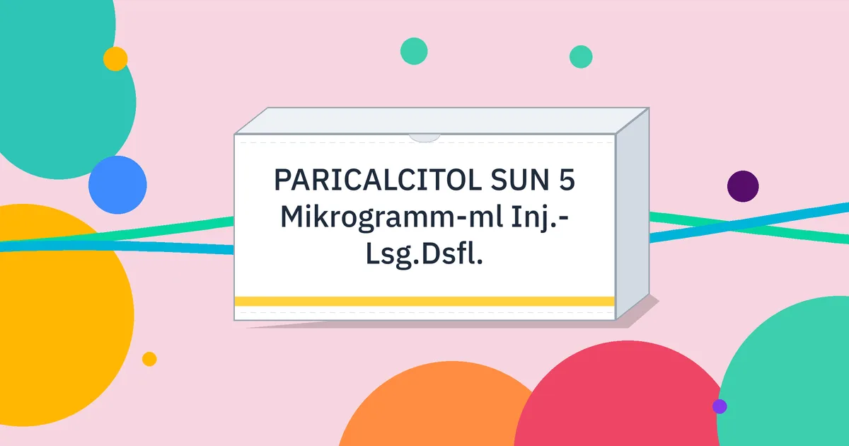 Symbolbild: Packung mit der Aufschrift PARICALCITOL SUN 5 Mikrogramm-ml Inj.-Lsg.Dsfl. (PZN 10762811) – Verfügbarkeit und Bezug in Apotheken in Frankfurt am Main