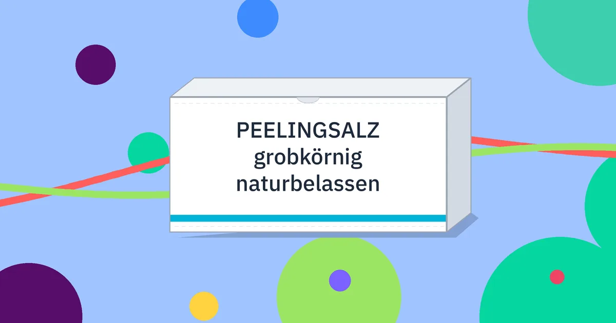 Symbolbild: Packung mit der Aufschrift PEELINGSALZ grobkörnig naturbelassen (PZN 13511682) – Verfügbarkeit und Bezug in Apotheken in Frankfurt am Main