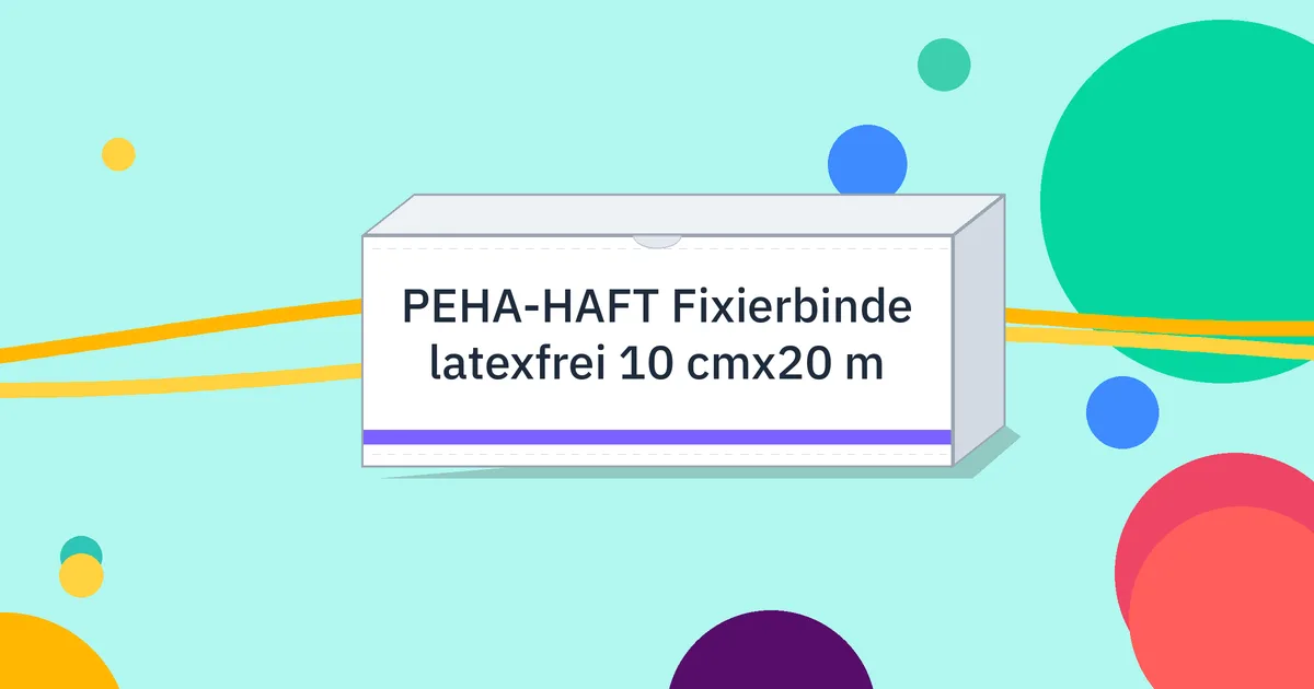 Symbolbild: Packung mit der Aufschrift PEHA-HAFT Fixierbinde latexfrei 10 cmx20 m (PZN 19296121) – Verfügbarkeit und Bezug in Apotheken in Frankfurt am Main