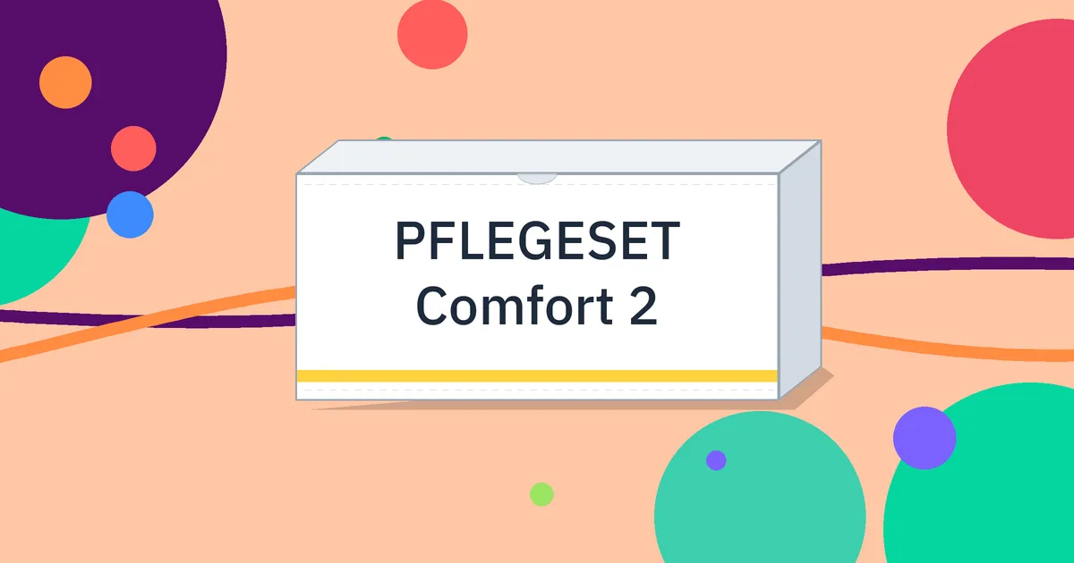 Symbolbild: Packung mit der Aufschrift PFLEGESET Comfort 2 (PZN 11129151) – Verfügbarkeit und Bezug in Apotheken in Frankfurt am Main