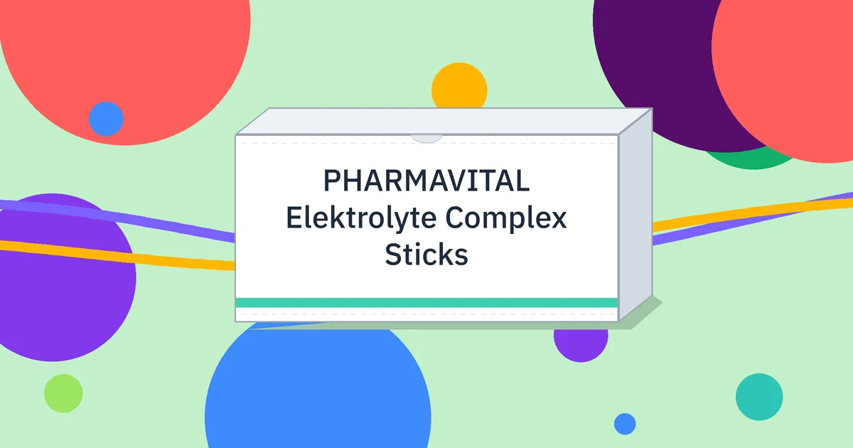Symbolbild: Packung mit der Aufschrift PHARMAVITAL Elektrolyte Complex Sticks (PZN 20858239) – Verfügbarkeit und Bezug in Apotheken in Frankfurt am Main