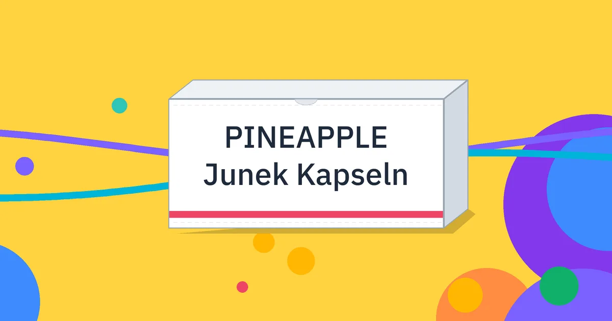 Symbolbild: Packung mit der Aufschrift PINEAPPLE Junek Kapseln (PZN 02575213) – Verfügbarkeit und Bezug in Apotheken in Frankfurt am Main