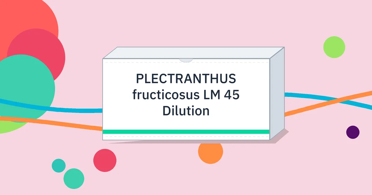 Symbolbild: Packung mit der Aufschrift PLECTRANTHUS fructicosus LM 45 Dilution (PZN 13648760) – Verfügbarkeit und Bezug in Apotheken in Frankfurt am Main