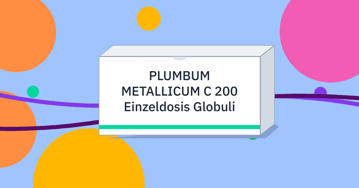 Symbolbild: Packung mit der Aufschrift PLUMBUM METALLICUM C 200 Einzeldosis Globuli (PZN 01948971) – Verfügbarkeit und Bezug in Apotheken in Frankfurt am Main