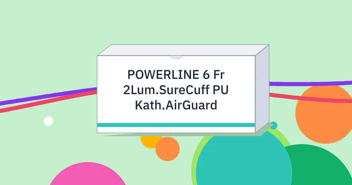 Symbolbild: Packung mit der Aufschrift POWERLINE 6 Fr 2Lum.SureCuff PU Kath.AirGuard (PZN 14184995) – Verfügbarkeit und Bezug in Apotheken in Frankfurt am Main