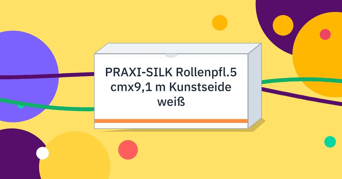 Symbolbild: Packung mit der Aufschrift PRAXI-SILK Rollenpfl.5 cmx9,1 m Kunstseide weiß (PZN 12827667) – Verfügbarkeit und Bezug in Apotheken in Frankfurt am Main