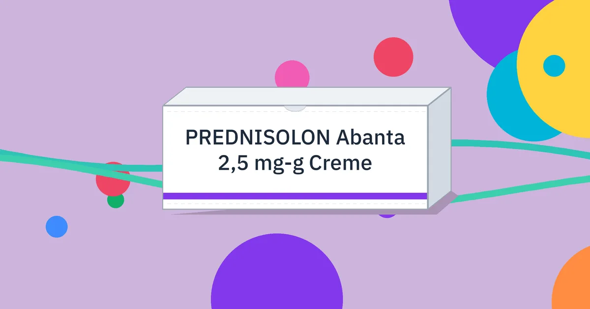 Symbolbild: Packung mit der Aufschrift PREDNISOLON Abanta 2,5 mg-g Creme (PZN 19720501) – Verfügbarkeit und Bezug in Apotheken in Frankfurt am Main