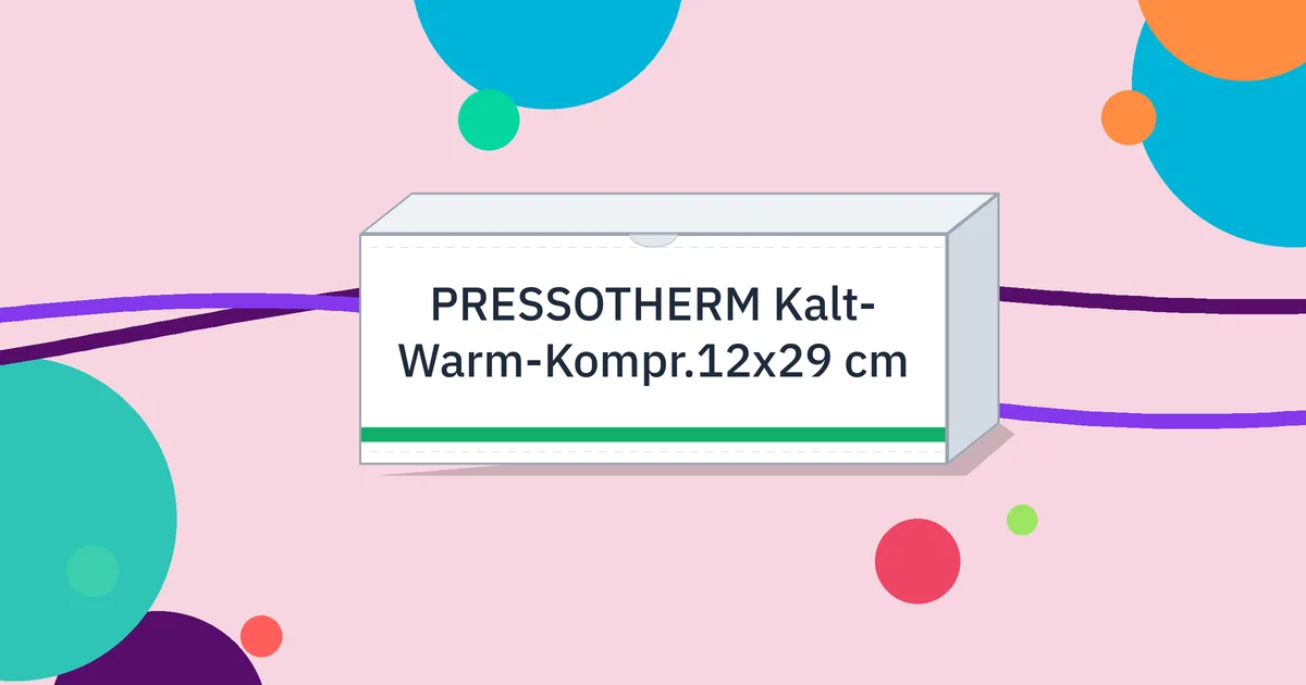 Symbolbild: Packung mit der Aufschrift PRESSOTHERM Kalt-Warm-Kompr.12x29 cm (PZN 09920446) – Verfügbarkeit und Bezug in Apotheken in Frankfurt am Main