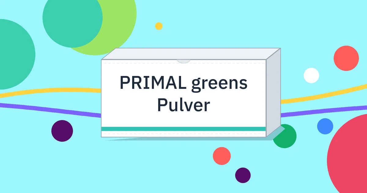 Symbolbild: Packung mit der Aufschrift PRIMAL greens Pulver (PZN 16204466) – Verfügbarkeit und Bezug in Apotheken in Frankfurt am Main