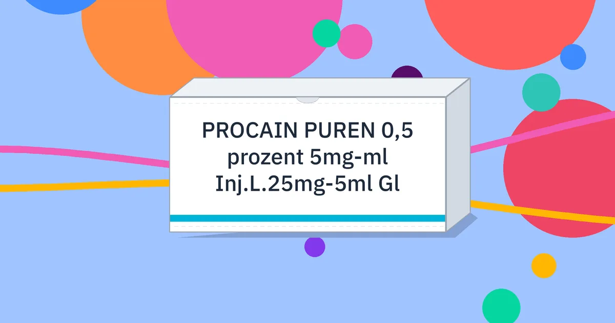 Symbolbild: Packung mit der Aufschrift PROCAIN PUREN 0,5 prozent 5mg-ml Inj.L.25mg-5ml Gl (PZN 11357366) – Verfügbarkeit und Bezug in Apotheken in Frankfurt am Main