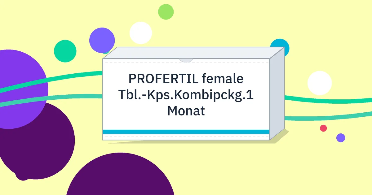 Symbolbild: Packung mit der Aufschrift PROFERTIL female Tbl.-Kps.Kombipckg.1 Monat (PZN 08867508) – Verfügbarkeit und Bezug in Apotheken in Frankfurt am Main