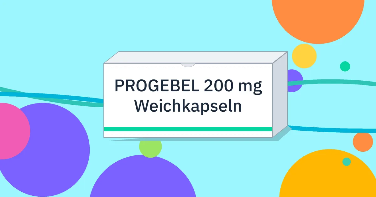 Symbolbild: Packung mit der Aufschrift PROGEBEL 200 mg Weichkapseln (PZN 18380517) – Verfügbarkeit und Bezug in Apotheken in Frankfurt am Main