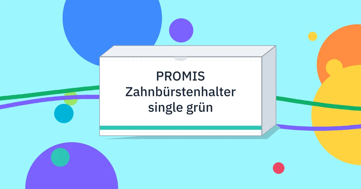 Symbolbild: Packung mit der Aufschrift PROMIS Zahnbürstenhalter single grün (PZN 17873778) – Verfügbarkeit und Bezug in Apotheken in Frankfurt am Main