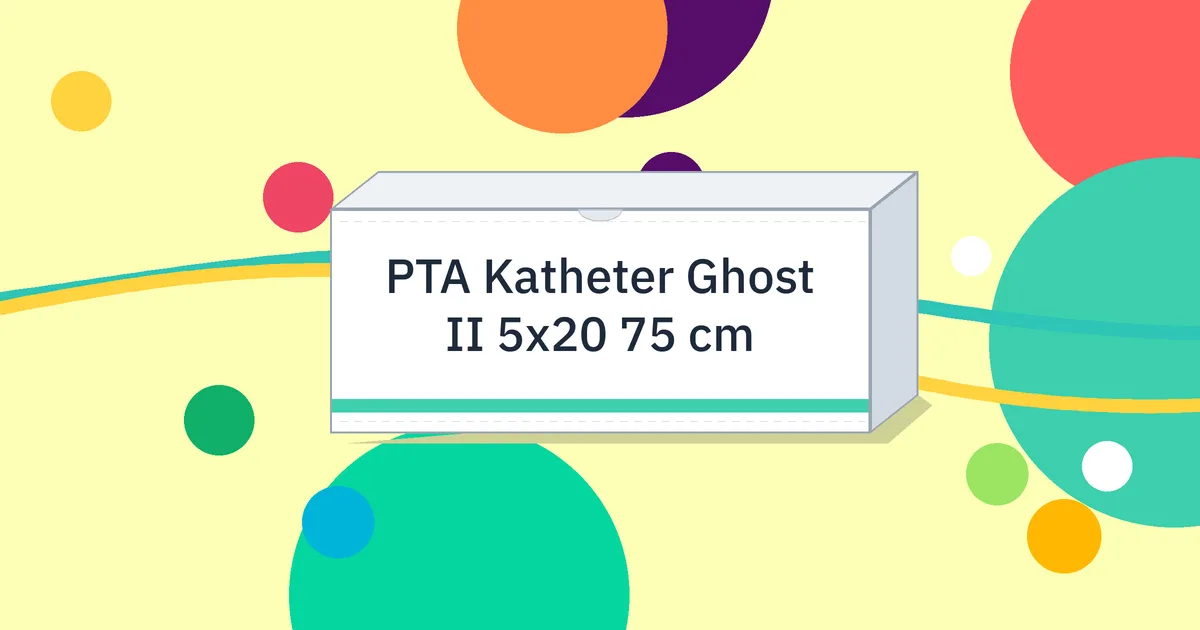 Symbolbild: Packung mit der Aufschrift PTA Katheter Ghost II 5x20 75 cm (PZN 00117972) – Verfügbarkeit und Bezug in Apotheken in Frankfurt am Main