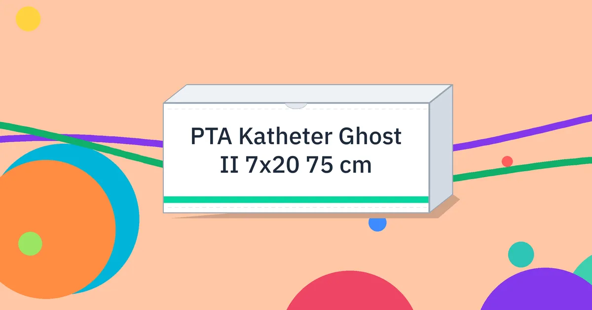 Symbolbild: Packung mit der Aufschrift PTA Katheter Ghost II 7x20 75 cm (PZN 00137041) – Verfügbarkeit und Bezug in Apotheken in Frankfurt am Main