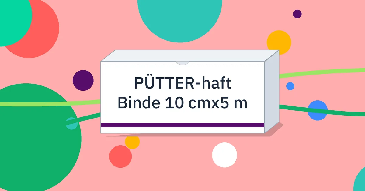 Symbolbild: Packung mit der Aufschrift PÜTTER-haft Binde 10 cmx5 m (PZN 19703460) – Verfügbarkeit und Bezug in Apotheken in Frankfurt am Main