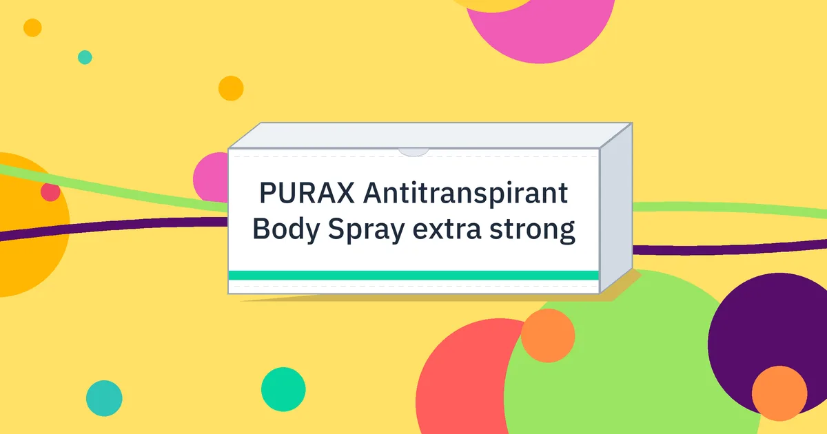 Symbolbild: Packung mit der Aufschrift PURAX Antitranspirant Body Spray extra strong (PZN 07701728) – Verfügbarkeit und Bezug in Apotheken in Frankfurt am Main