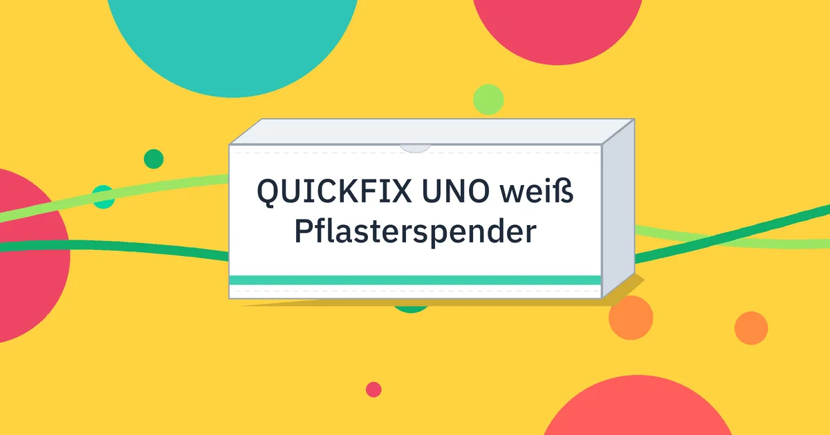 Symbolbild: Packung mit der Aufschrift QUICKFIX UNO weiß Pflasterspender (PZN 13360289) – Verfügbarkeit und Bezug in Apotheken in Frankfurt am Main