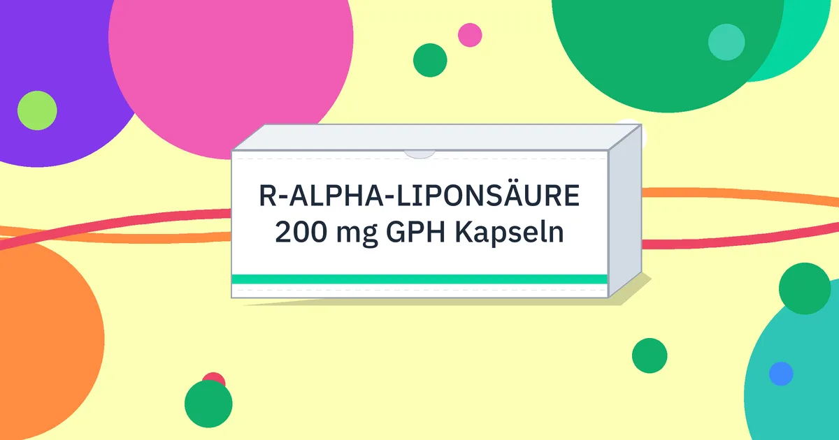 Symbolbild: Packung mit der Aufschrift R-ALPHA-LIPONSÄURE 200 mg GPH Kapseln (PZN 16234875) – Verfügbarkeit und Bezug in Apotheken in Frankfurt am Main