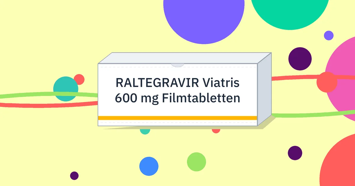Symbolbild: Packung mit der Aufschrift RALTEGRAVIR Viatris 600 mg Filmtabletten (PZN 18451476) – Verfügbarkeit und Bezug in Apotheken in Frankfurt am Main