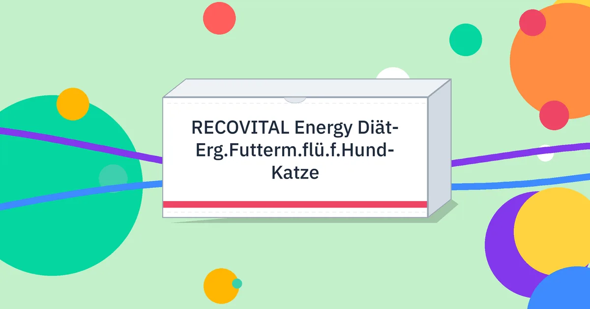 Symbolbild: Packung mit der Aufschrift RECOVITAL Energy Diät-Erg.Futterm.flü.f.Hund-Katze (PZN 19276130) – Verfügbarkeit und Bezug in Apotheken in Frankfurt am Main