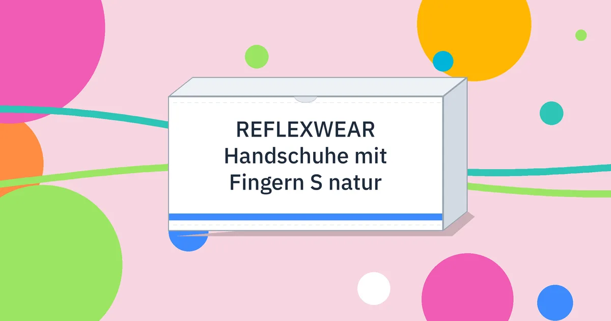 Symbolbild: Packung mit der Aufschrift REFLEXWEAR Handschuhe mit Fingern S natur (PZN 15736296) – Verfügbarkeit und Bezug in Apotheken in Frankfurt am Main