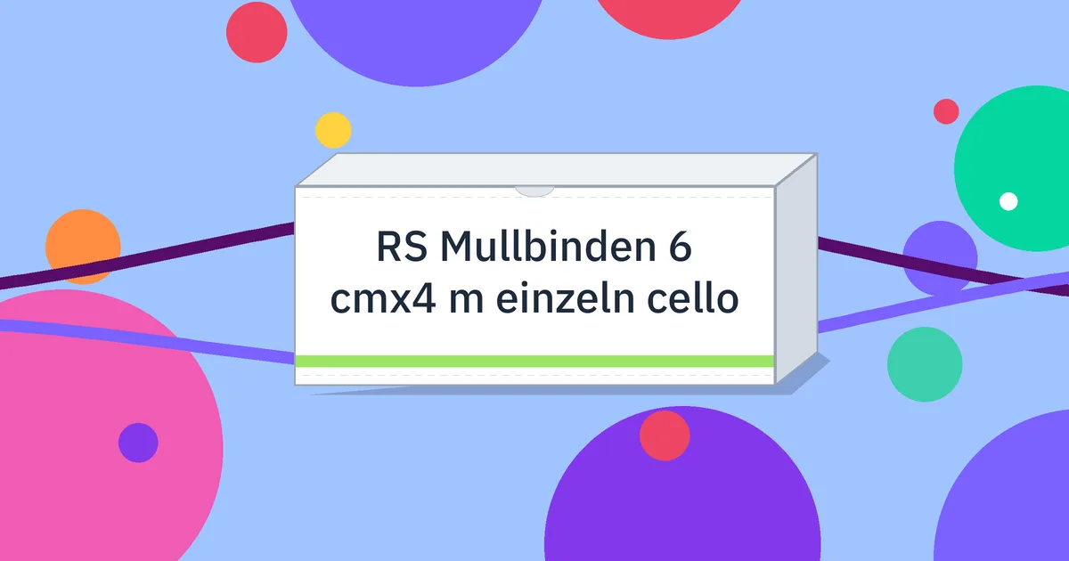 Symbolbild: Packung mit der Aufschrift RS Mullbinden 6 cmx4 m einzeln cello (PZN 02474274) – Verfügbarkeit und Bezug in Apotheken in Frankfurt am Main