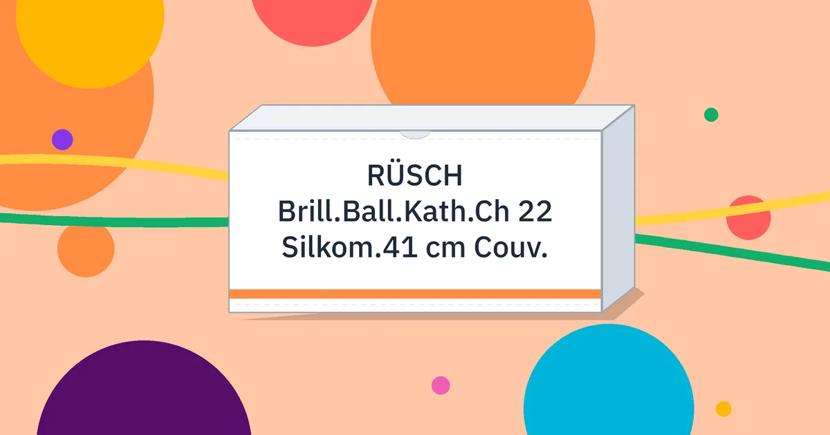 Symbolbild: Packung mit der Aufschrift RÜSCH Brill.Ball.Kath.Ch 22 Silkom.41 cm Couv. (PZN 07252472) – Verfügbarkeit und Bezug in Apotheken in Frankfurt am Main