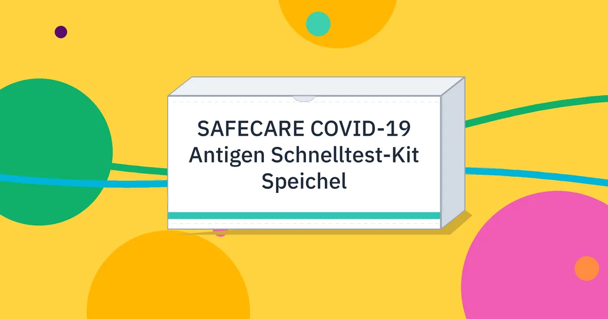 Symbolbild: Packung mit der Aufschrift SAFECARE COVID-19 Antigen Schnelltest-Kit Speichel (PZN 17294879) – Verfügbarkeit und Bezug in Apotheken in Frankfurt am Main