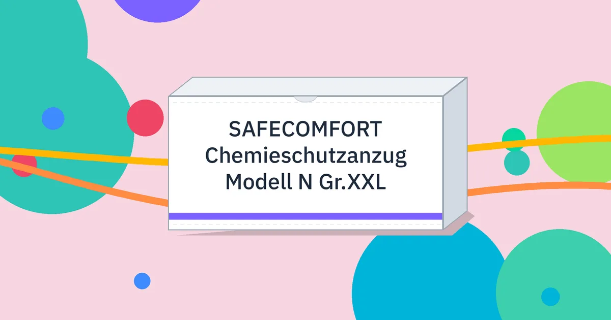 Symbolbild: Packung mit der Aufschrift SAFECOMFORT Chemieschutzanzug Modell N Gr.XXL (PZN 15305509) – Verfügbarkeit und Bezug in Apotheken in Frankfurt am Main