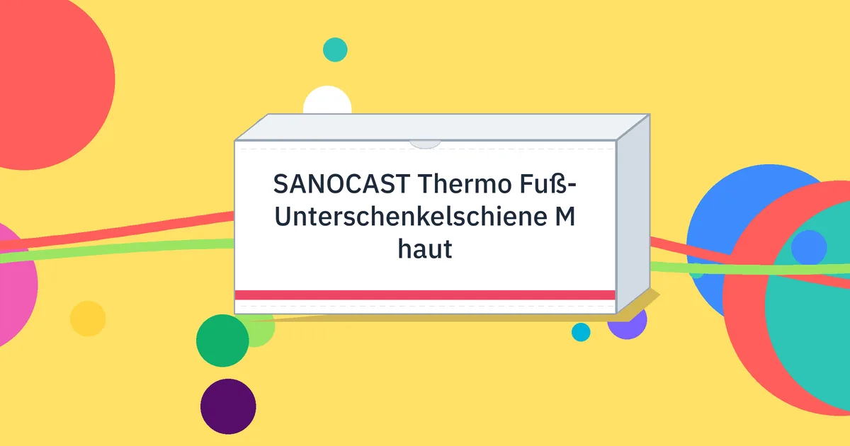 Symbolbild: Packung mit der Aufschrift SANOCAST Thermo Fuß-Unterschenkelschiene M haut (PZN 15260882) – Verfügbarkeit und Bezug in Apotheken in Frankfurt am Main
