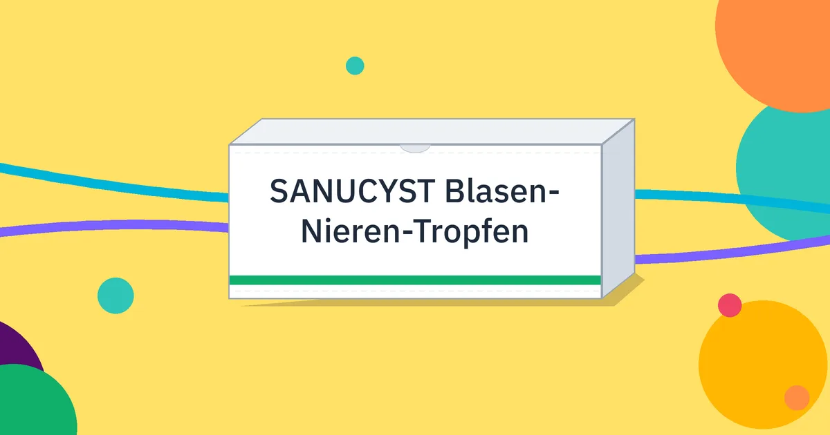 Symbolbild: Packung mit der Aufschrift SANUCYST Blasen-Nieren-Tropfen (PZN 10066075) – Verfügbarkeit und Bezug in Apotheken in Frankfurt am Main