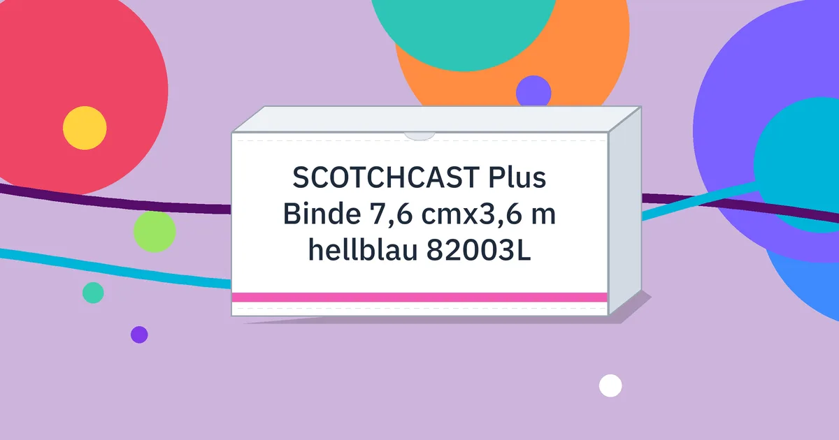 Symbolbild: Packung mit der Aufschrift SCOTCHCAST Plus Binde 7,6 cmx3,6 m hellblau 82003L (PZN 00392313) – Verfügbarkeit und Bezug in Apotheken in Frankfurt am Main