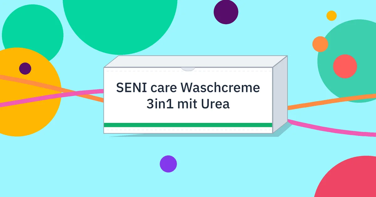 Symbolbild: Packung mit der Aufschrift SENI care Waschcreme 3in1 mit Urea (PZN 15658627) – Verfügbarkeit und Bezug in Apotheken in Frankfurt am Main