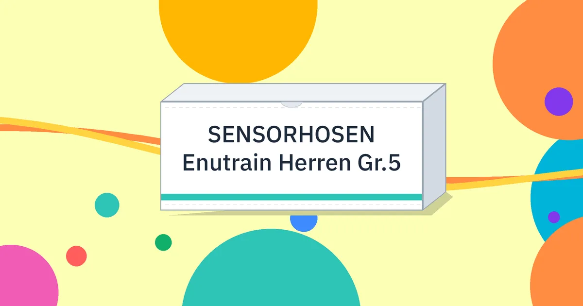 Symbolbild: Packung mit der Aufschrift SENSORHOSEN Enutrain Herren Gr.5 (PZN 04491555) – Verfügbarkeit und Bezug in Apotheken in Frankfurt am Main