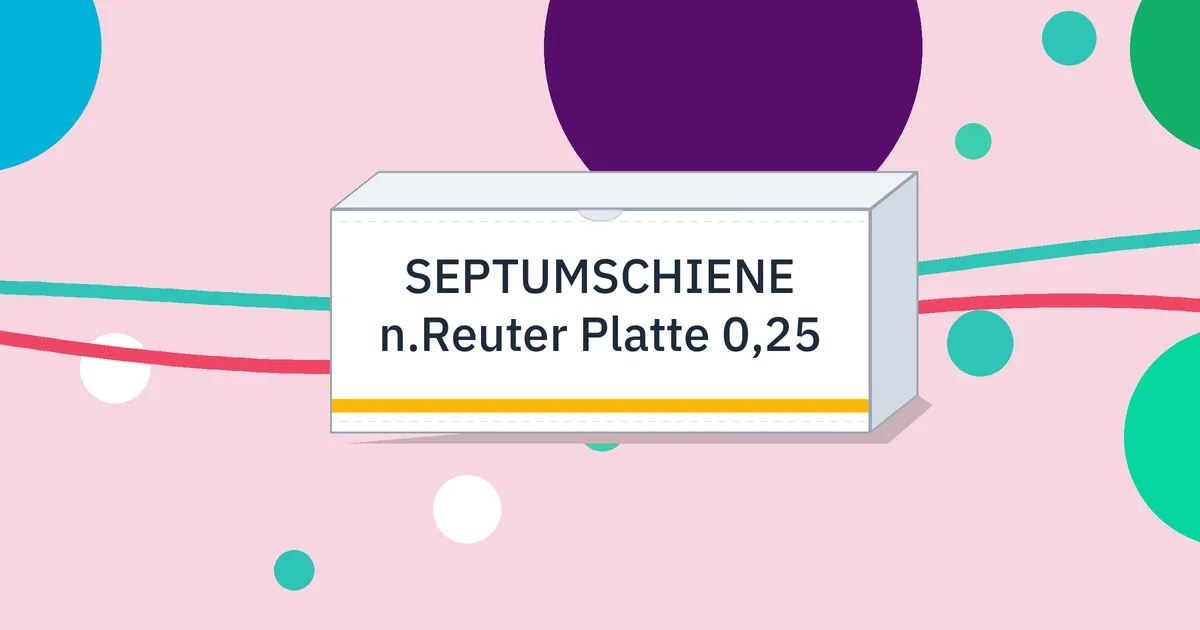Symbolbild: Packung mit der Aufschrift SEPTUMSCHIENE n.Reuter Platte 0,25 (PZN 01002679) – Verfügbarkeit und Bezug in Apotheken in Frankfurt am Main