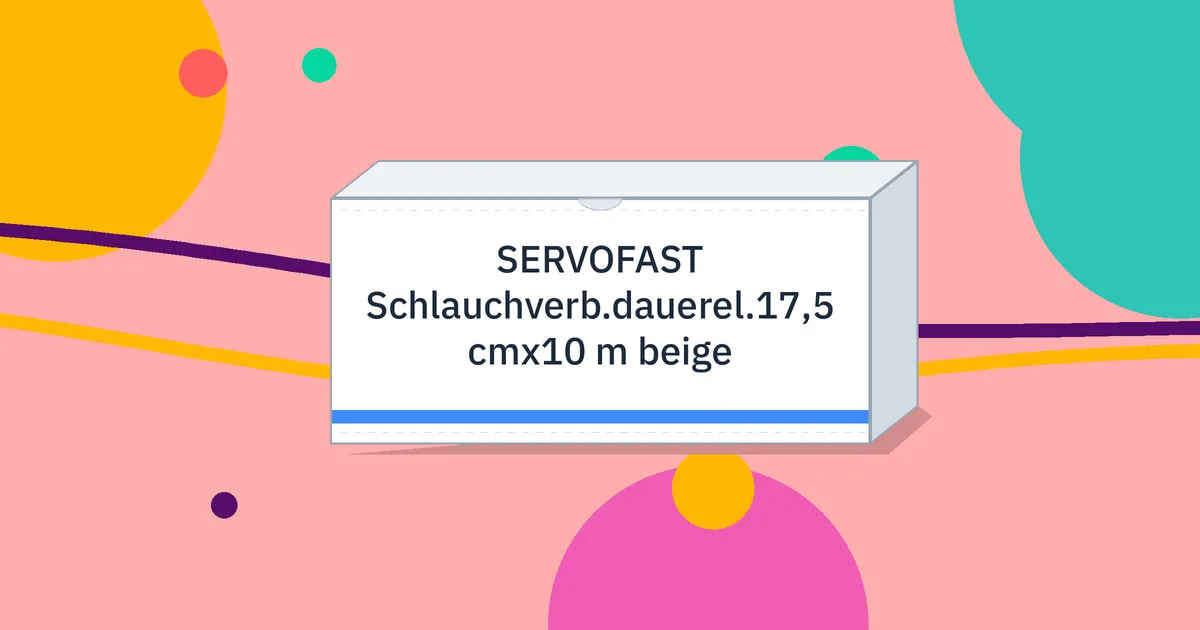 Symbolbild: Packung mit der Aufschrift SERVOFAST Schlauchverb.dauerel.17,5 cmx10 m beige (PZN 17897069) – Verfügbarkeit und Bezug in Apotheken in Frankfurt am Main