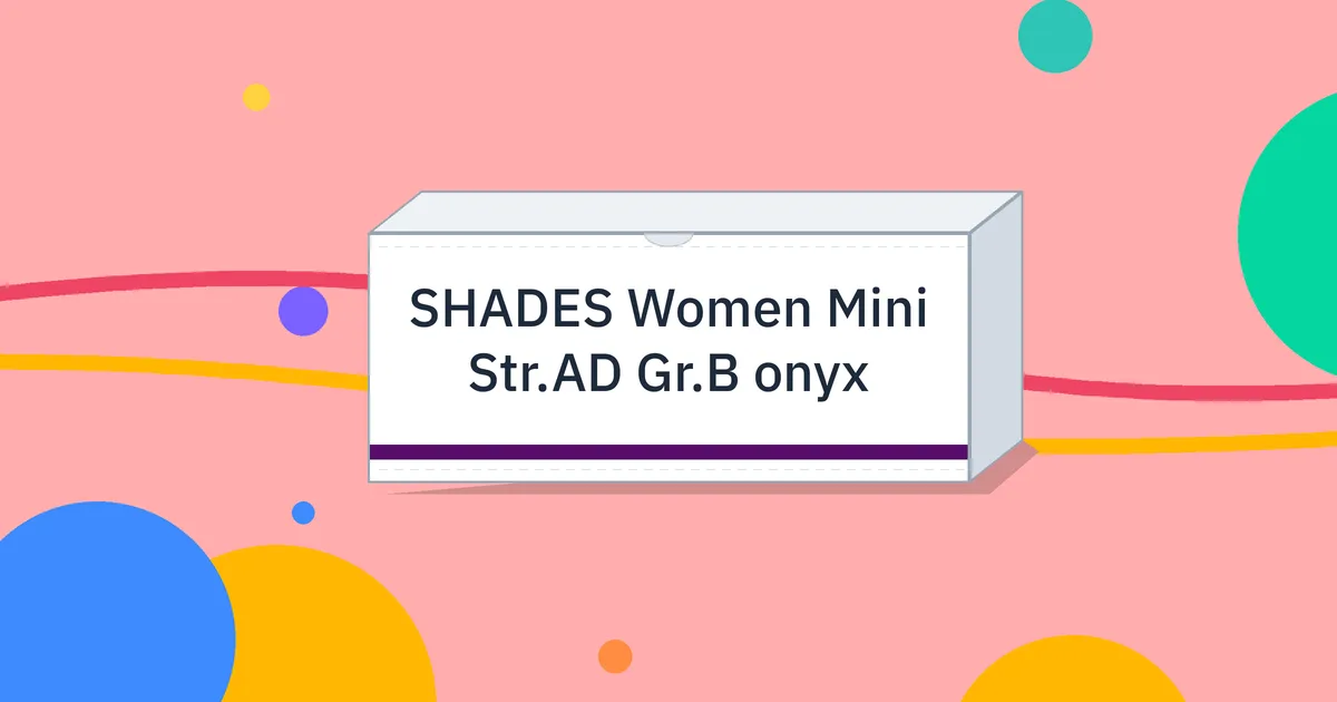 Symbolbild: Packung mit der Aufschrift SHADES Women Mini Str.AD Gr.B onyx (PZN 16992682) – Verfügbarkeit und Bezug in Apotheken in Frankfurt am Main
