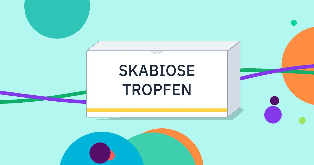 Symbolbild: Packung mit der Aufschrift SKABIOSE TROPFEN (PZN 15229903) – Verfügbarkeit und Bezug in Apotheken in Frankfurt am Main