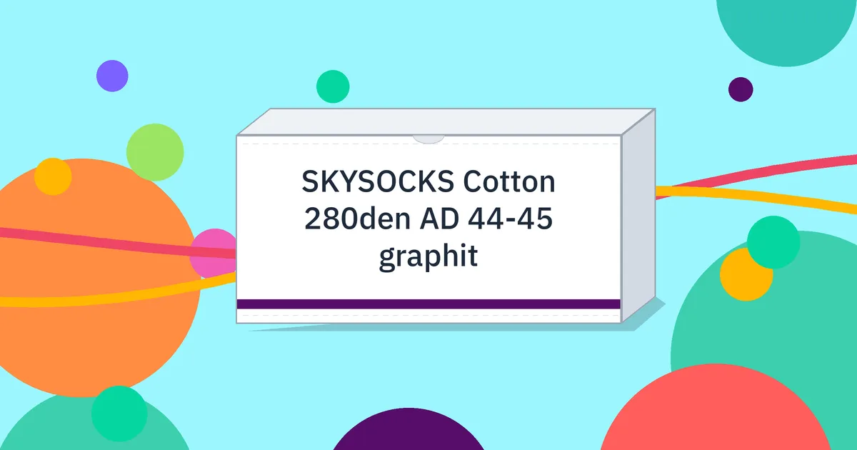 Symbolbild: Packung mit der Aufschrift SKYSOCKS Cotton 280den AD 44-45 graphit (PZN 18664226) – Verfügbarkeit und Bezug in Apotheken in Frankfurt am Main