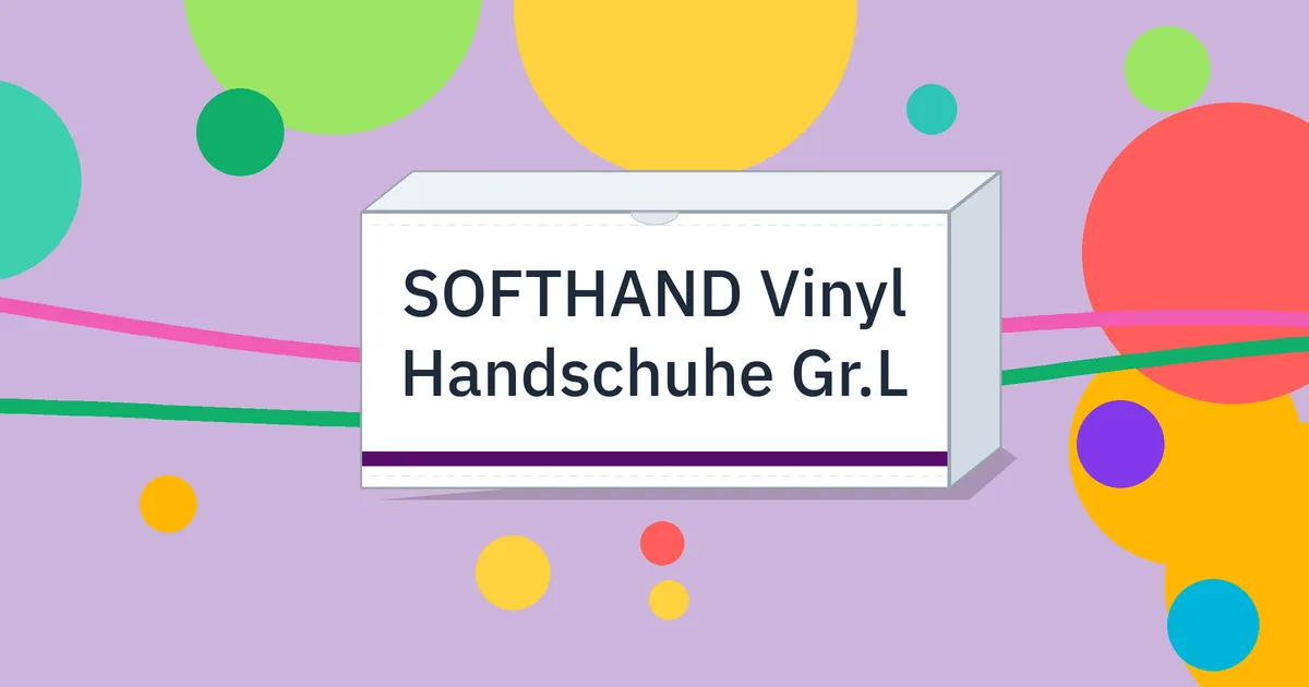 Symbolbild: Packung mit der Aufschrift SOFTHAND Vinyl Handschuhe Gr.L (PZN 08753319) – Verfügbarkeit und Bezug in Apotheken in Frankfurt am Main