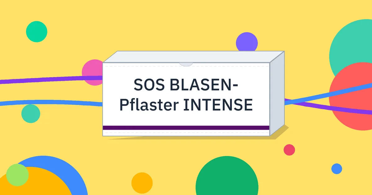 Symbolbild: Packung mit der Aufschrift SOS BLASEN-Pflaster INTENSE (PZN 16355047) – Verfügbarkeit und Bezug in Apotheken in Frankfurt am Main