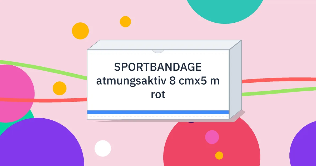 Symbolbild: Packung mit der Aufschrift SPORTBANDAGE atmungsaktiv 8 cmx5 m rot (PZN 10404750) – Verfügbarkeit und Bezug in Apotheken in Frankfurt am Main