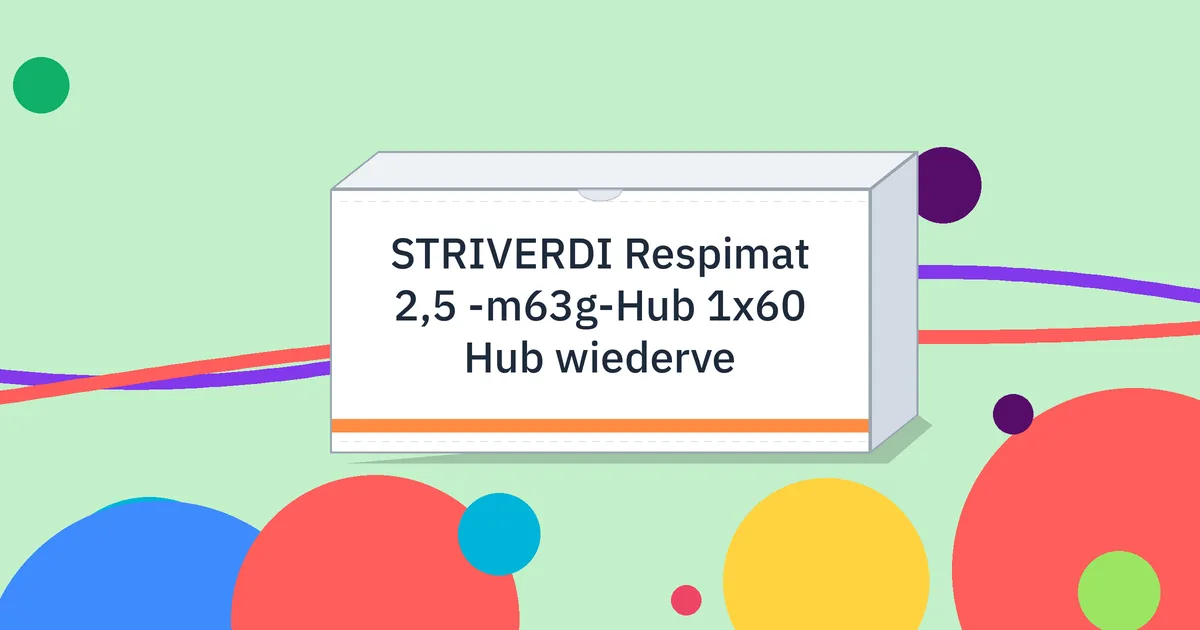 Symbolbild: Packung mit der Aufschrift STRIVERDI Respimat 2,5 -m63g-Hub 1x60 Hub wiederve (PZN 16362981) – Verfügbarkeit und Bezug in Apotheken in Frankfurt am Main
