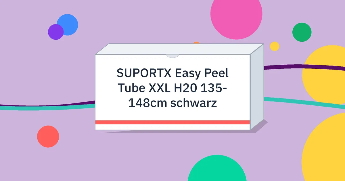 Symbolbild: Packung mit der Aufschrift SUPORTX Easy Peel Tube XXL H20 135-148cm schwarz (PZN 09486783) – Verfügbarkeit und Bezug in Apotheken in Frankfurt am Main