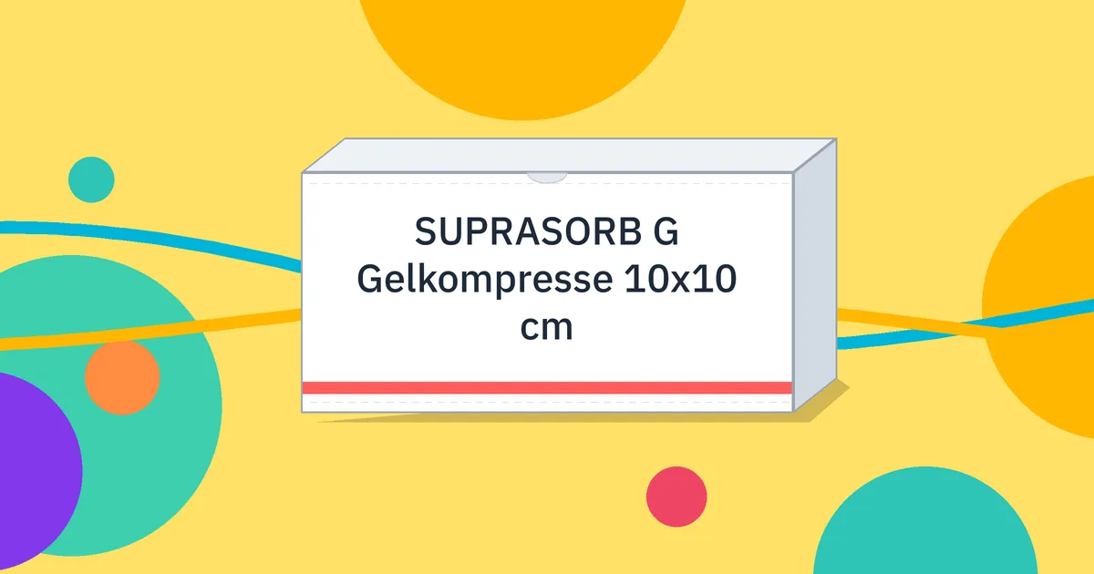 Symbolbild: Packung mit der Aufschrift SUPRASORB G Gelkompresse 10x10 cm (PZN 11267841) – Verfügbarkeit und Bezug in Apotheken in Frankfurt am Main