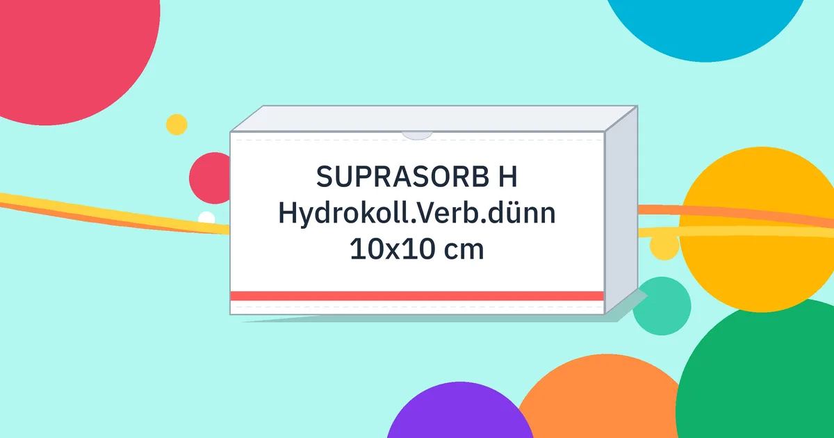 Symbolbild: Packung mit der Aufschrift SUPRASORB H Hydrokoll.Verb.dünn 10x10 cm (PZN 15659868) – Verfügbarkeit und Bezug in Apotheken in Frankfurt am Main