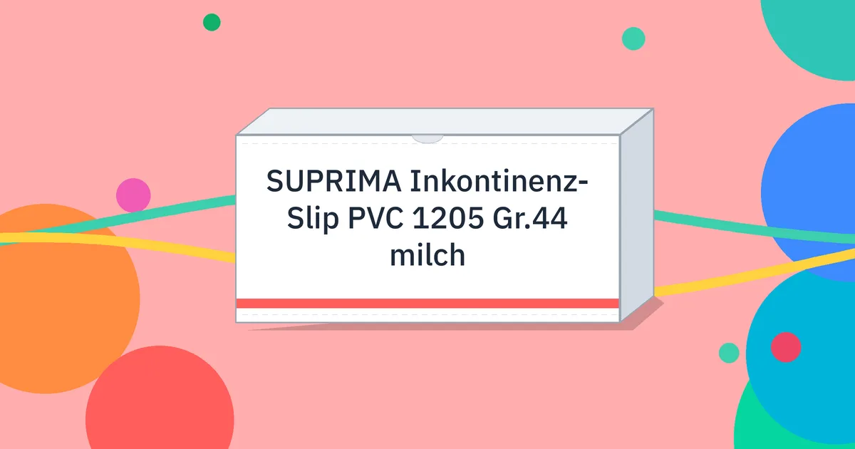Symbolbild: Packung mit der Aufschrift SUPRIMA Inkontinenz-Slip PVC 1205 Gr.44 milch (PZN 03921410) – Verfügbarkeit und Bezug in Apotheken in Frankfurt am Main
