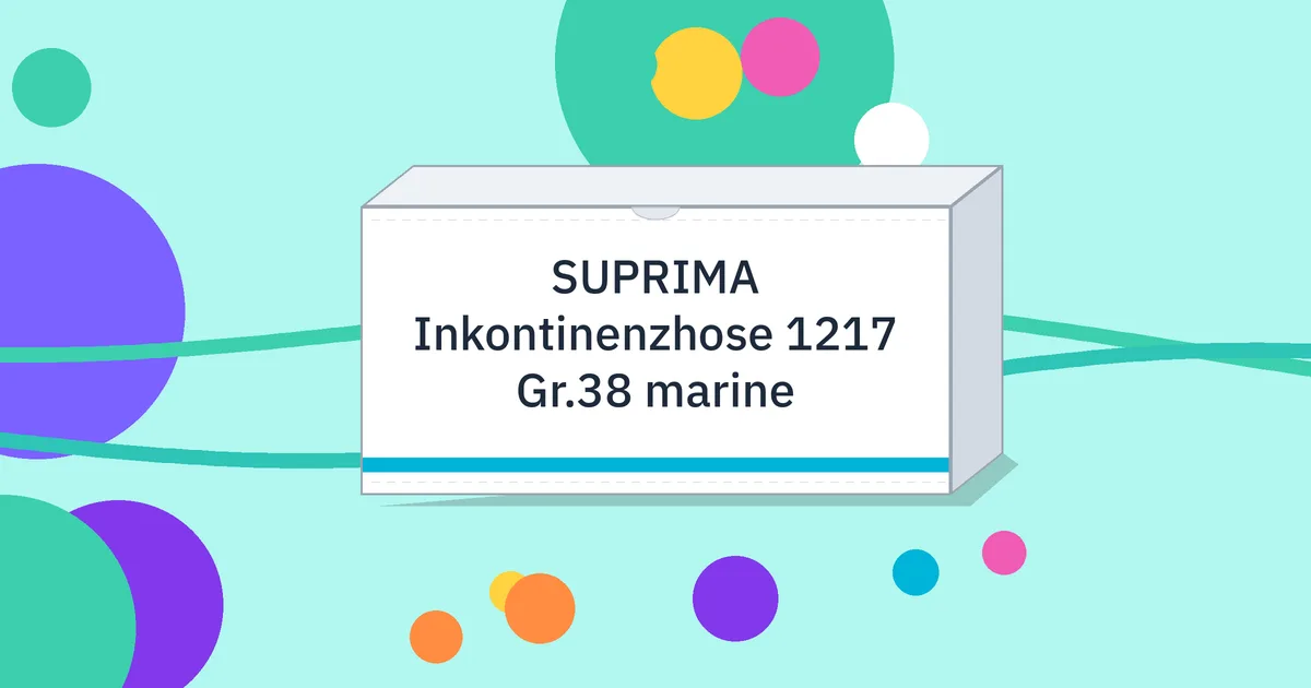Symbolbild: Packung mit der Aufschrift SUPRIMA Inkontinenzhose 1217 Gr.38 marine (PZN 19174300) – Verfügbarkeit und Bezug in Apotheken in Frankfurt am Main