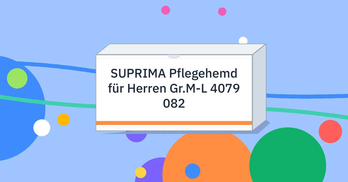Symbolbild: Packung mit der Aufschrift SUPRIMA Pflegehemd für Herren Gr.M-L 4079 082 (PZN 04439336) – Verfügbarkeit und Bezug in Apotheken in Frankfurt am Main